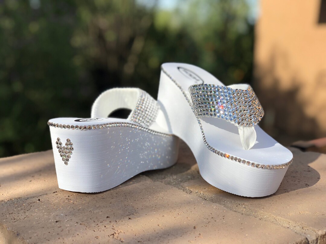 Diamond Diva's in White With EXTRA BLING - Swarovksi Crystal Flip Flops ...