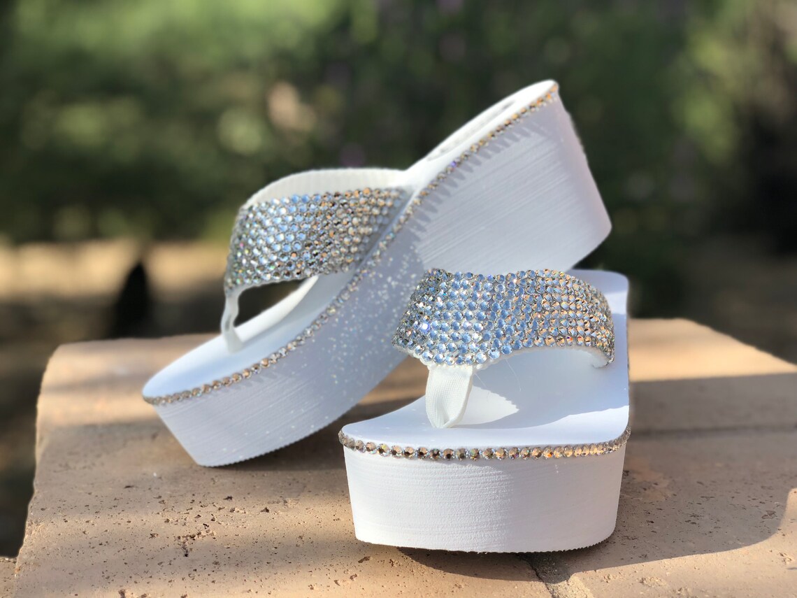 Diamond Diva's in White With EXTRA BLING - Swarovksi Crystal Flip Flops ...