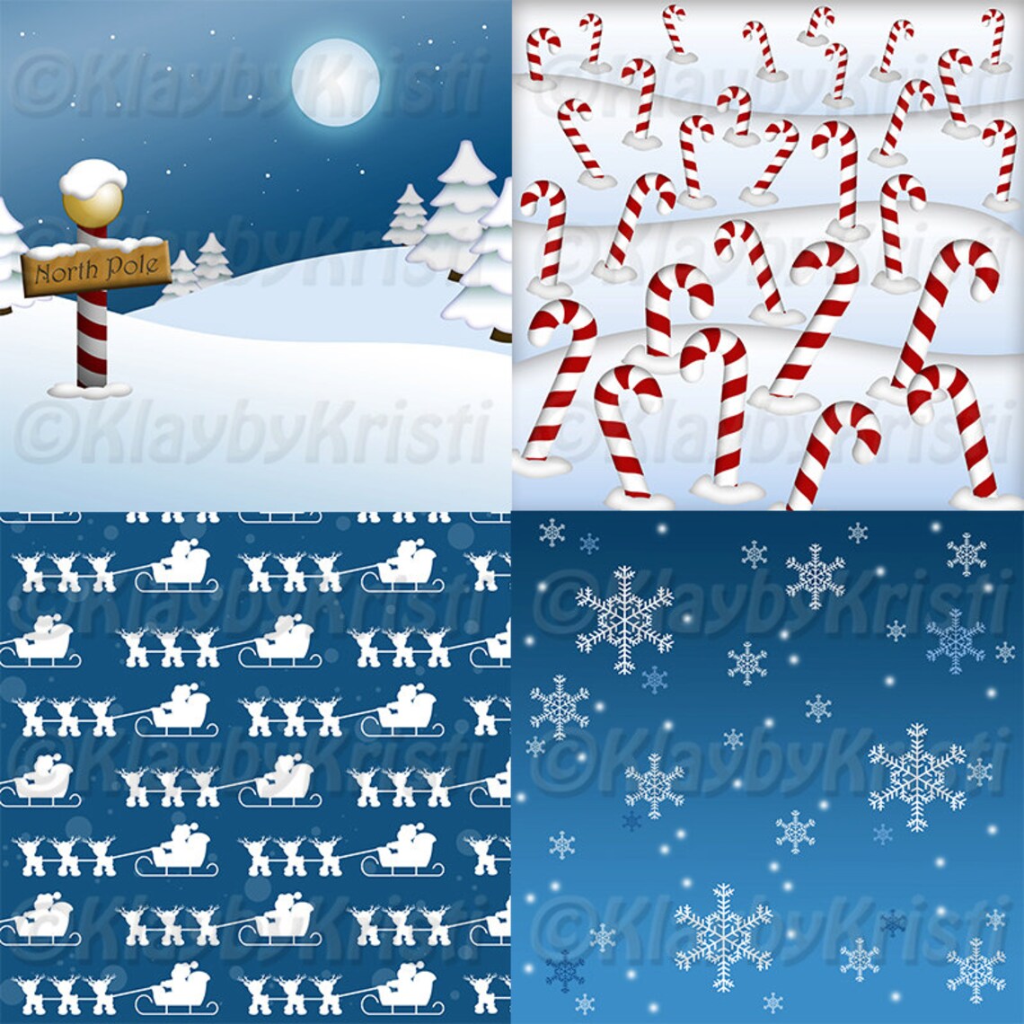 Digital Printable Christmas Reindeer Clip Art & Paper Pack Set -INSTANT ...