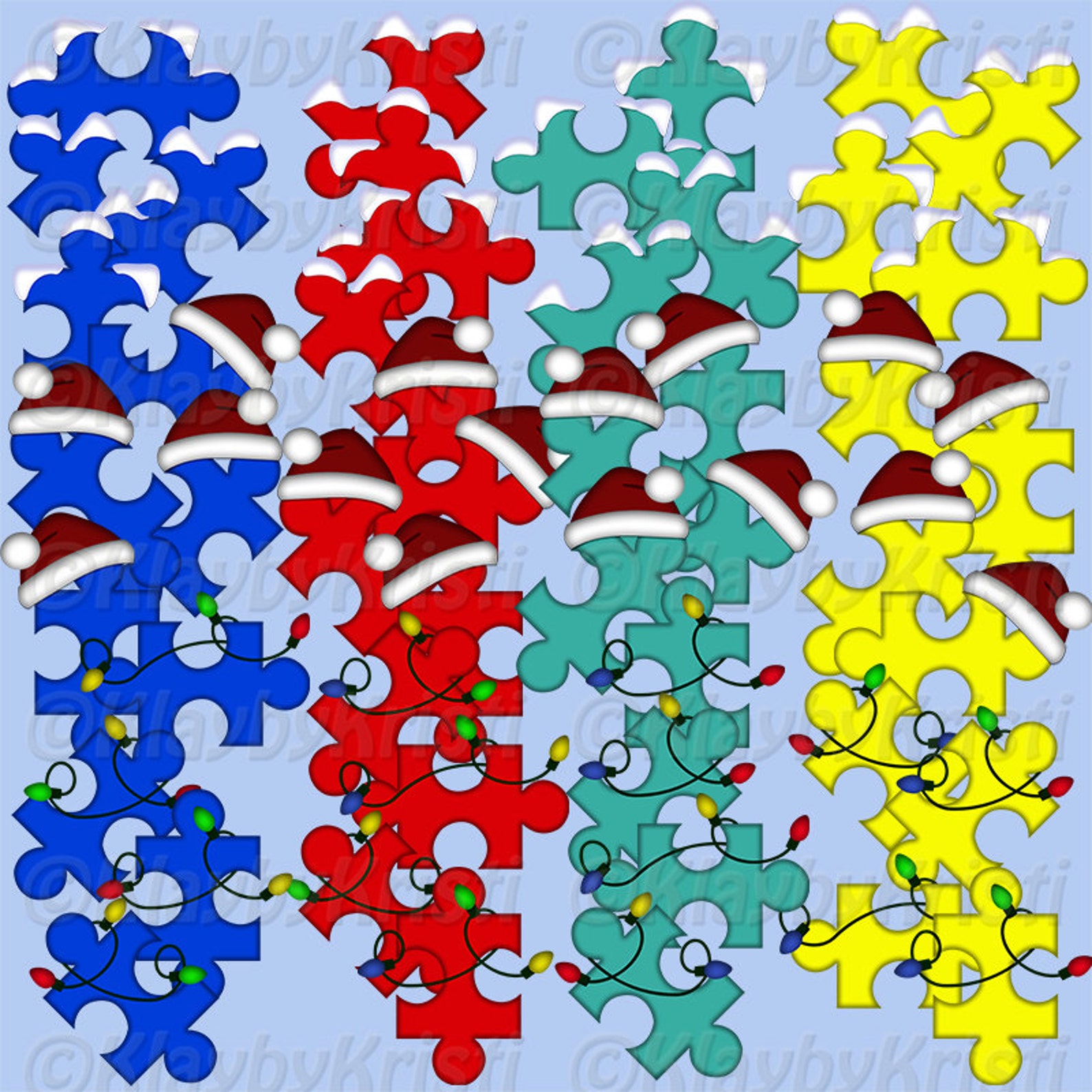Autism Digital Christmas Puzzle Piece Clip Art INSTANT DOWNLOAD - Etsy