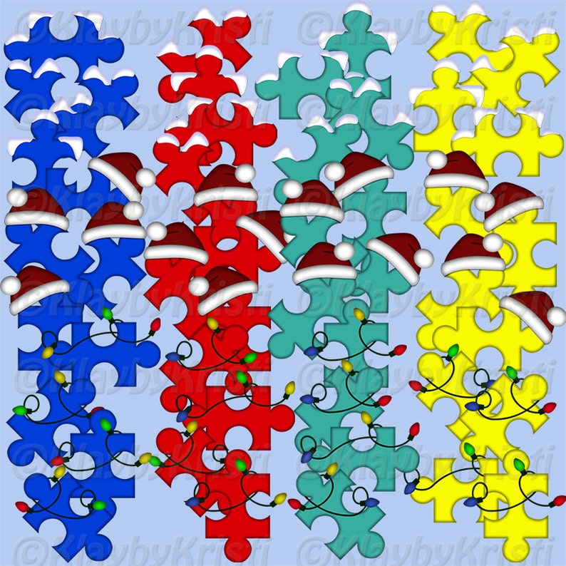Autism Digital Christmas Puzzle Piece Clip Art INSTANT DOWNLOAD - Etsy