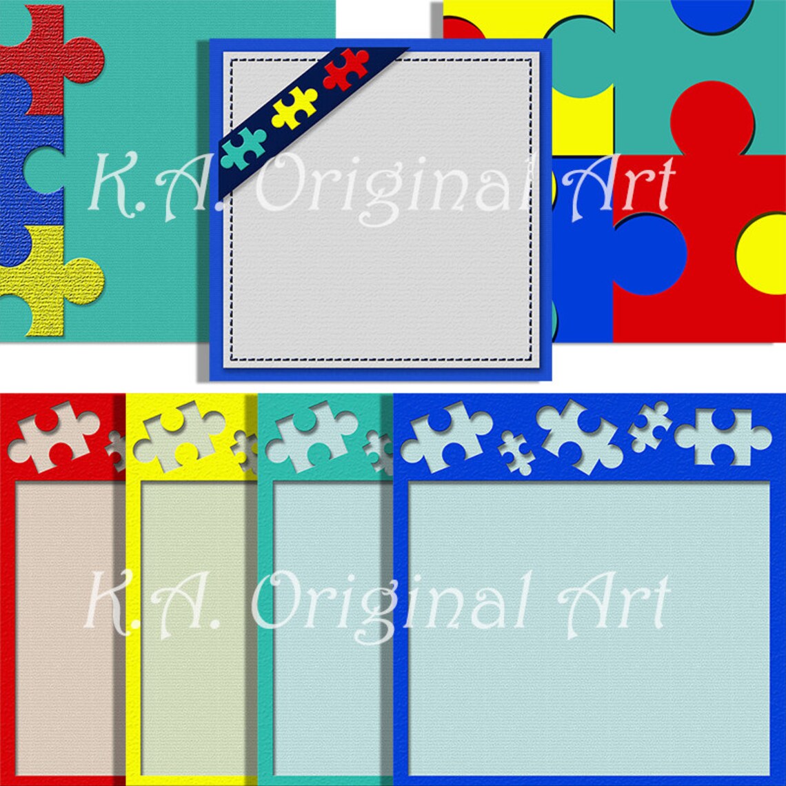 Autism Digital Printable Paper Pack -INSTANT DOWNLOAD- Puzzle Piece ...