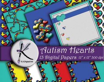 Autism Digital Printable Paper Pack -INSTANT DOWNLOAD- Puzzle Piece ...