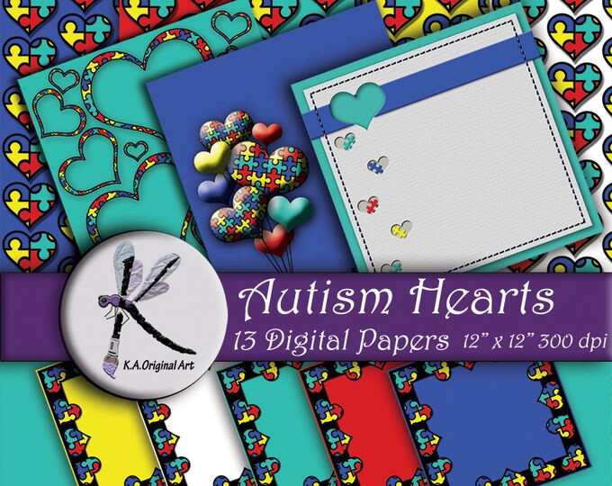 Autism Digital Printable Paper Pack INSTANT DOWNLOAD Puzzle - Etsy