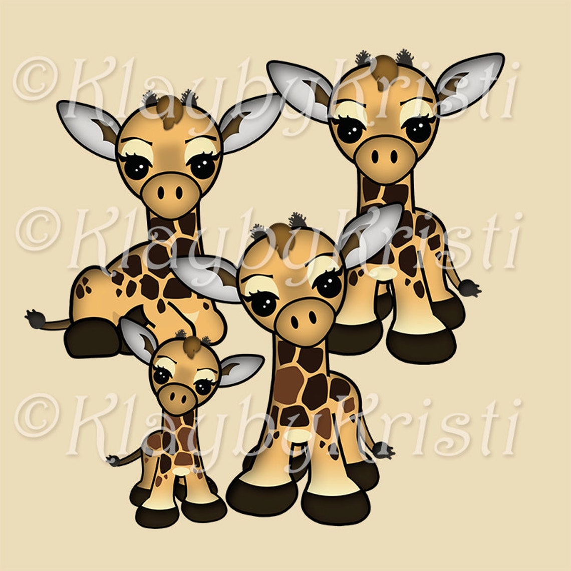 Digital Printable Giraffe Clip Art & Paper Set -INSTANT DOWNLOAD ...