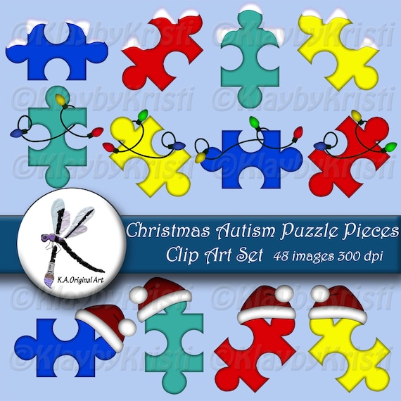 Autism Digital Christmas Puzzle Piece Clip Art INSTANT | Etsy