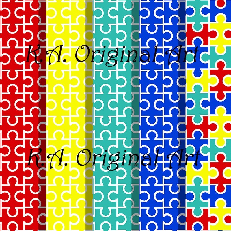 Autism Digital Printable Paper Pack -INSTANT DOWNLOAD- Puzzle Piece ...