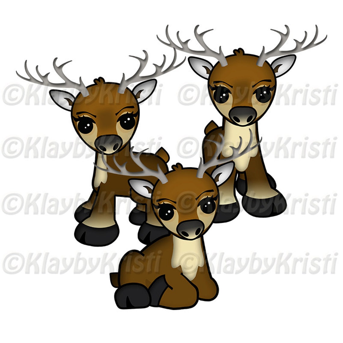 Digital Printable Reindeer Clip Art & Paper Pack Set -INSTANT DOWNLOAD ...