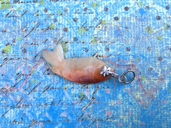 Jade fish, brilliant koi fish, hand carved, vintage n… - Gem