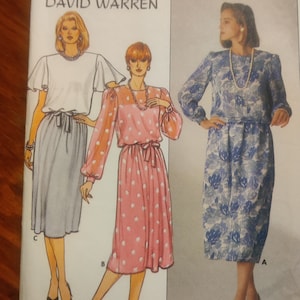 Butterick 3147 Dress With Dirndl Skirt, Round Neckline and Under Slip Vintage Fashion Sewing ...