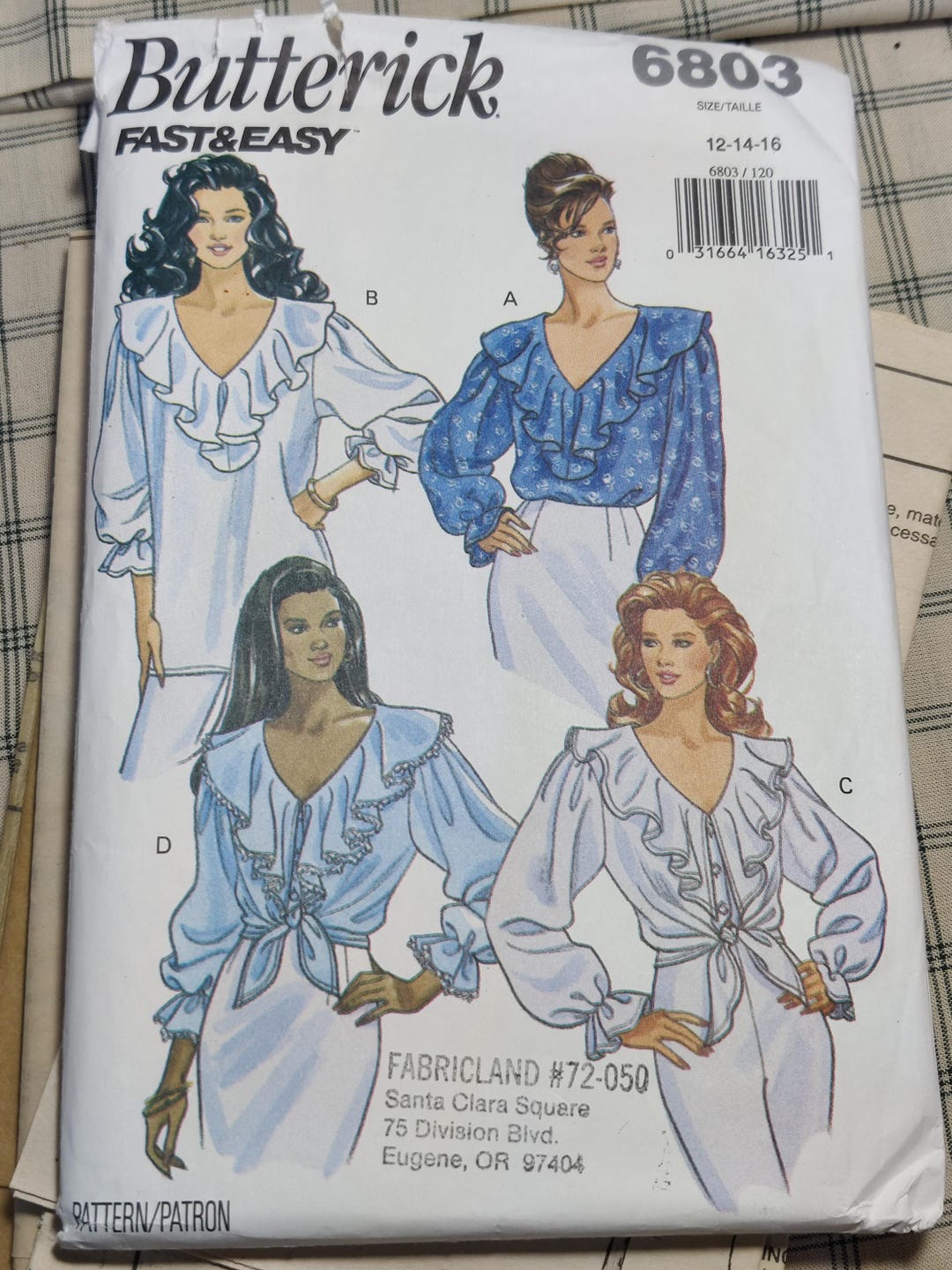 Butterick 6803 Set of Peasant Blouses Tops Shirt Boho Cottage Core ...