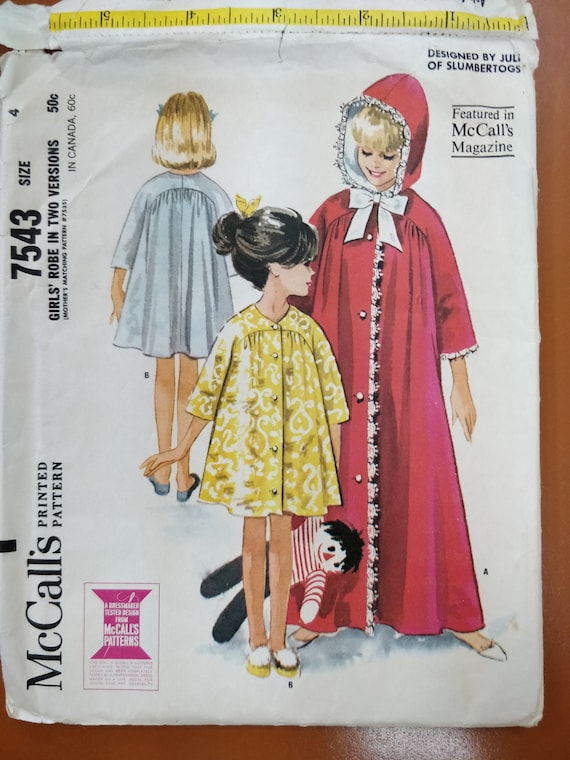 Mccall's 7543 Child's Robe Short or Long With Hood - Etsy