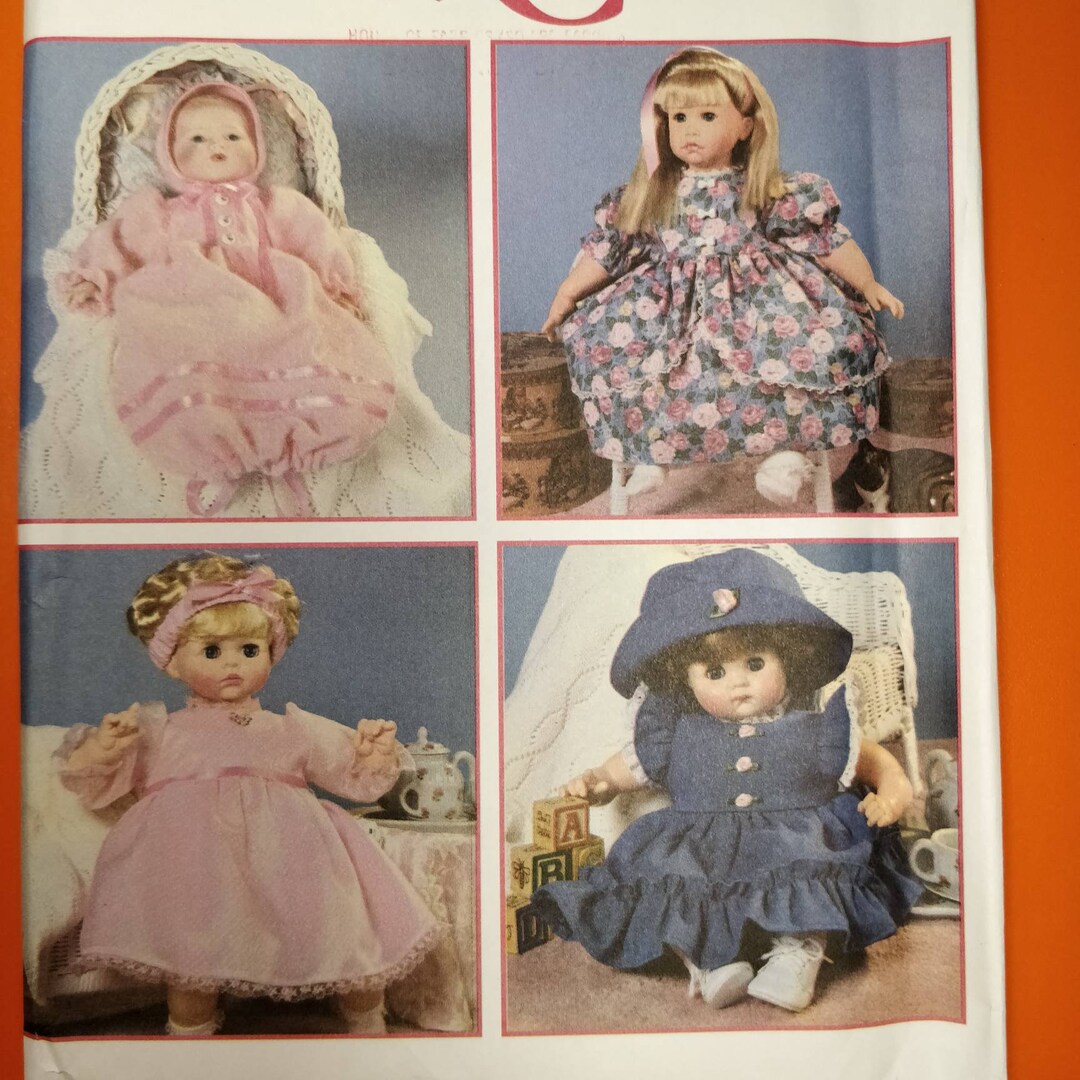 Simplicity 9286 Multi-size Baby Doll Wardrobe Dress Bloomers Hat Bib ...
