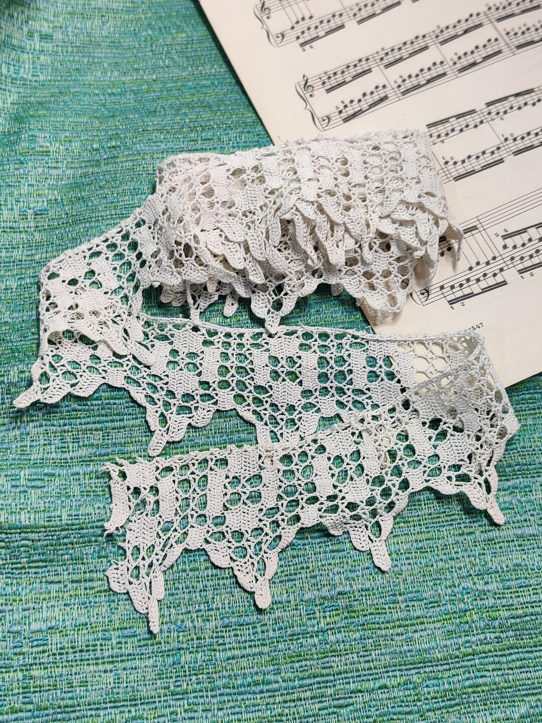 Vintage 2 Inch Lace Trim From Cotton Thread, Large Flower Pattern, in ...