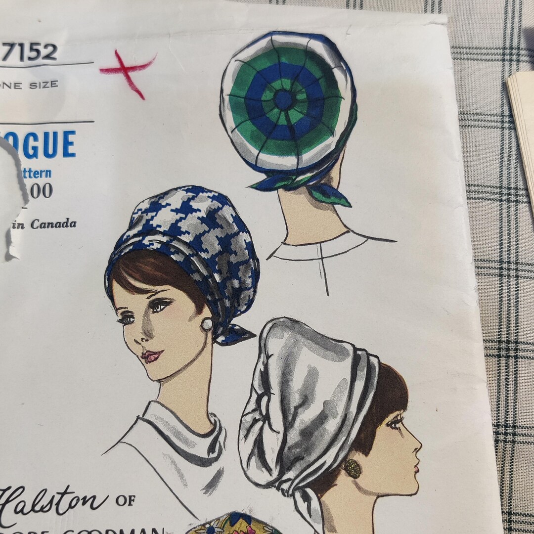 Vogue 7152 Mid-1960s Turban Hat Stylish Head Wrap by Designer Halston ...