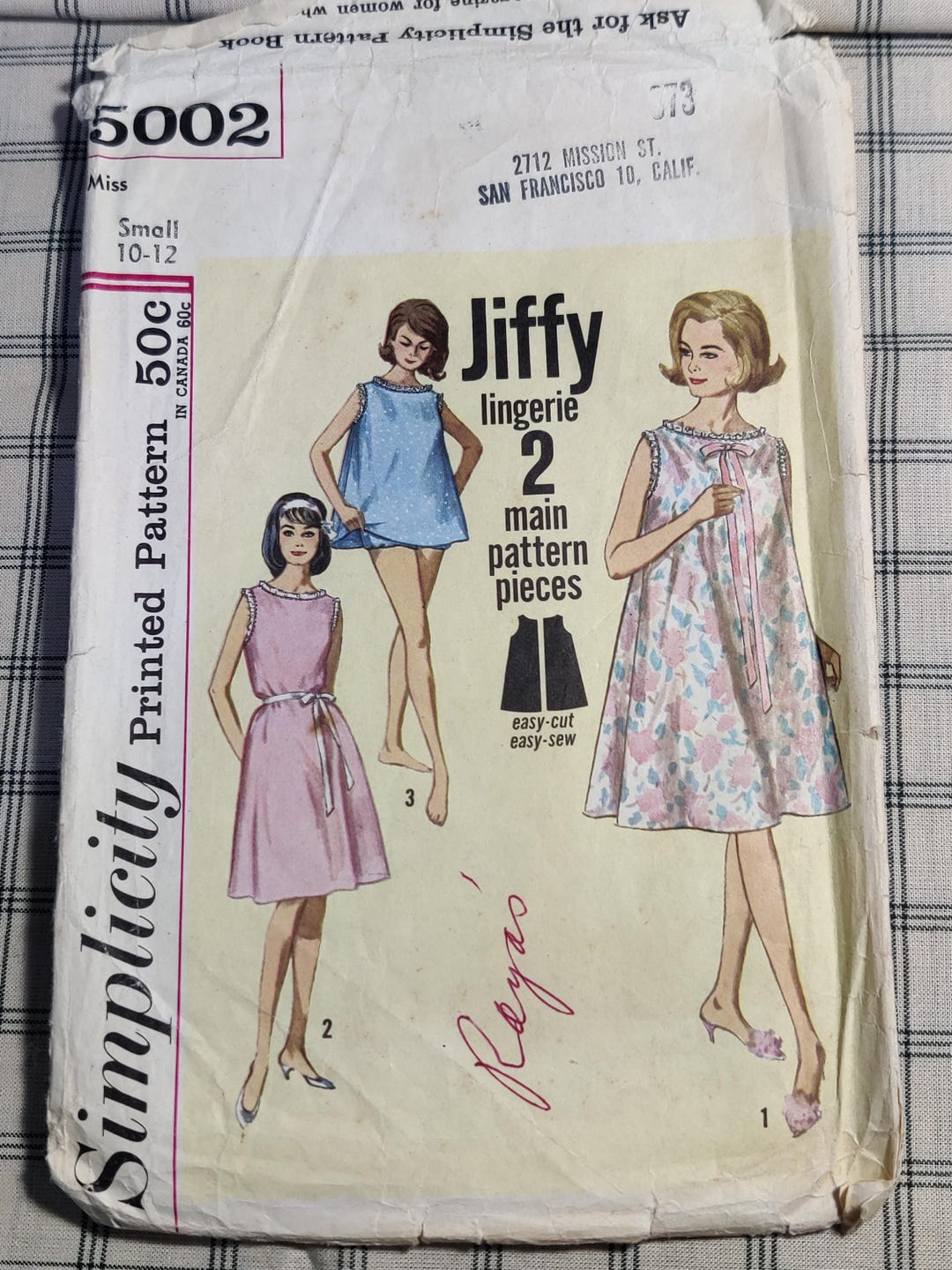 Simplicity 5002 Women's 1960s Nightgown Nightie Baby Doll Sheer Coverup ...