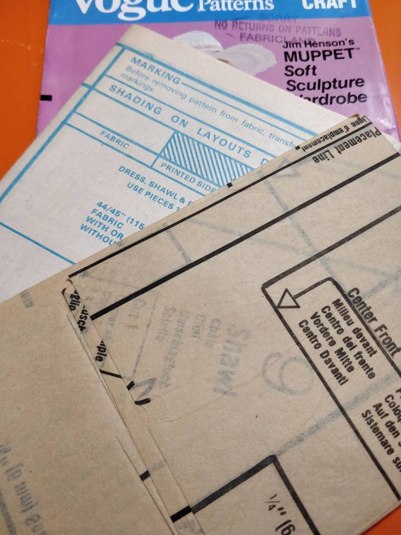 Vogue 8723 Craft Miss Piggy Muppet c Soft Doll Dress Shawl - Etsy