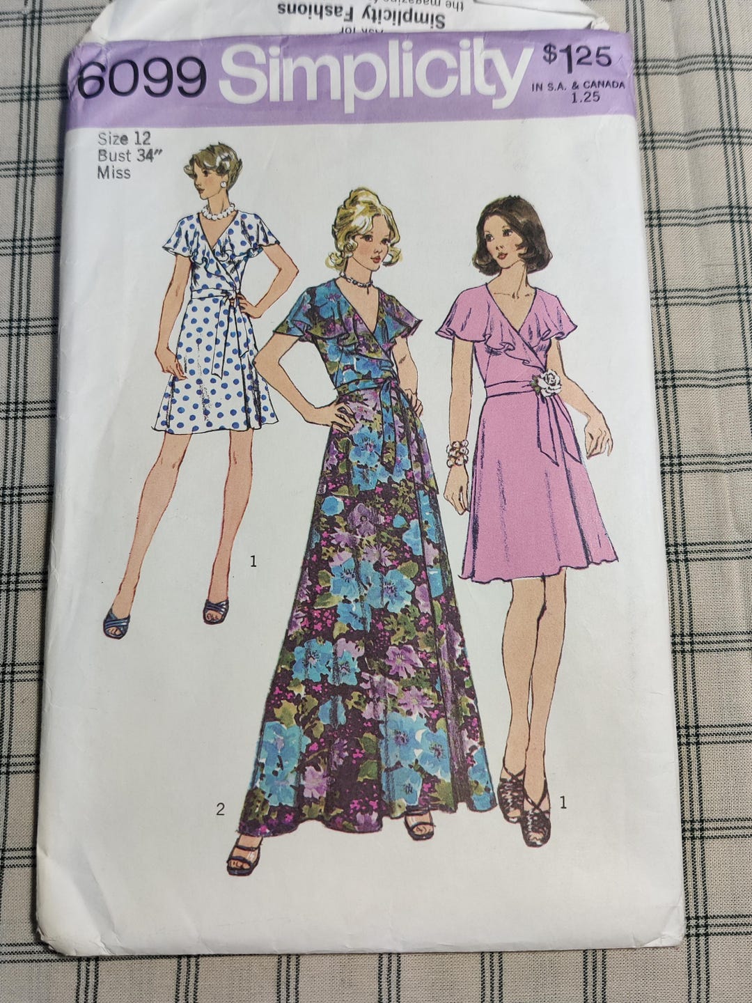Simplicity 6099 Summer Wrap Dress With Shoulder Ruffle Shawl Collar ...