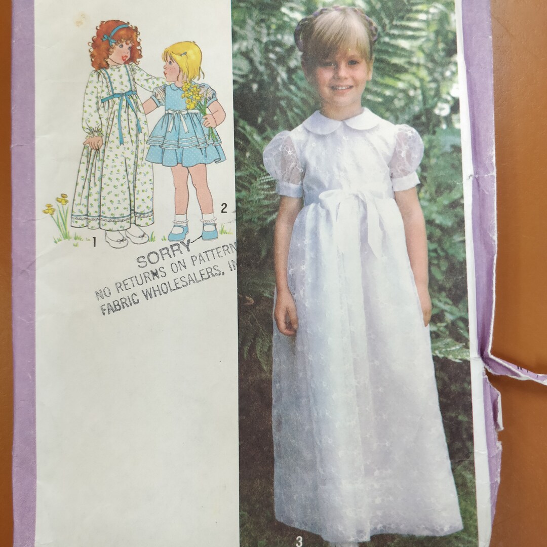 Simplicity 8843 Childs' Dress Long Maxi or Short, Wedding Flower Girl ...