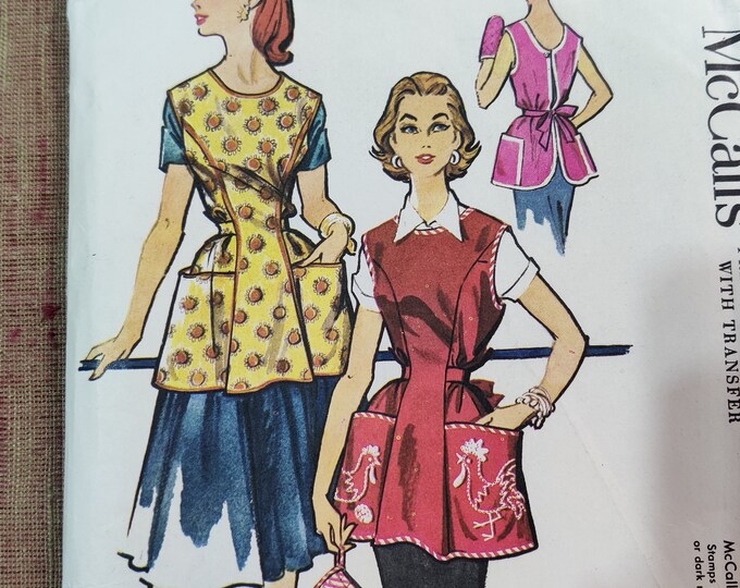 Mccall's 2133 Classic 1950s Full Wrap Apron W/rooster Design & Oven ...