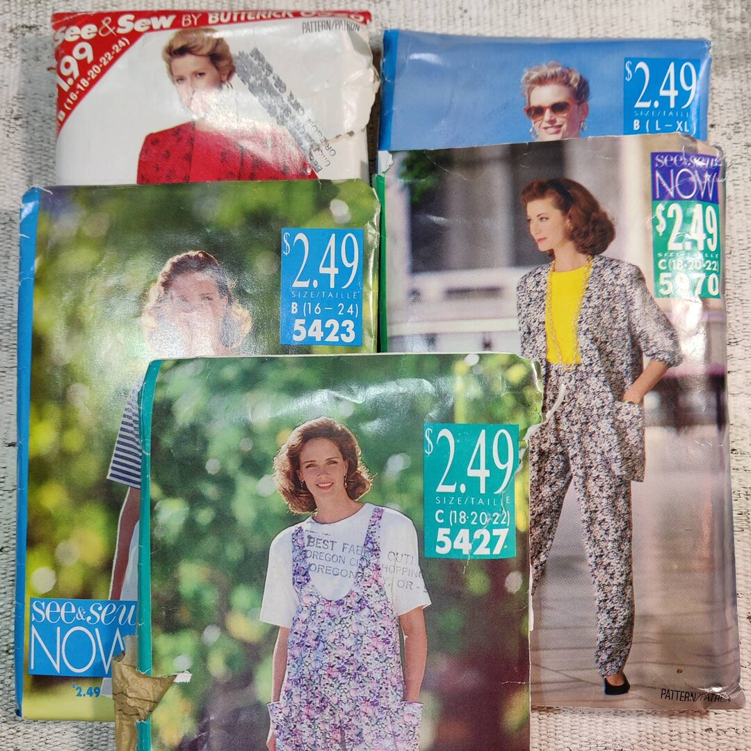 Lot of 5 1990s Summer Clothes Patterns Butterick See & Sew Fashion Size ...