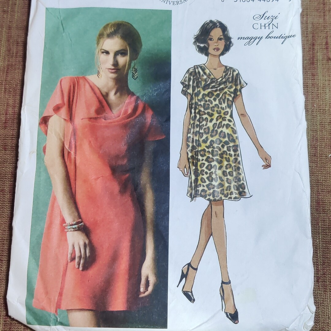 Butterick B5883 Modern Summer Dress Draped Neckline & Flutter Sleeve ...