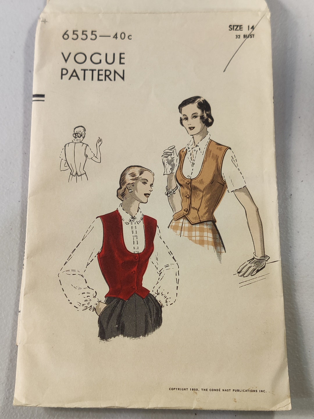 Vogue 6555 Fitted Vest Weskit Waistcoat Vintage Fashion Sewing Pattern ...