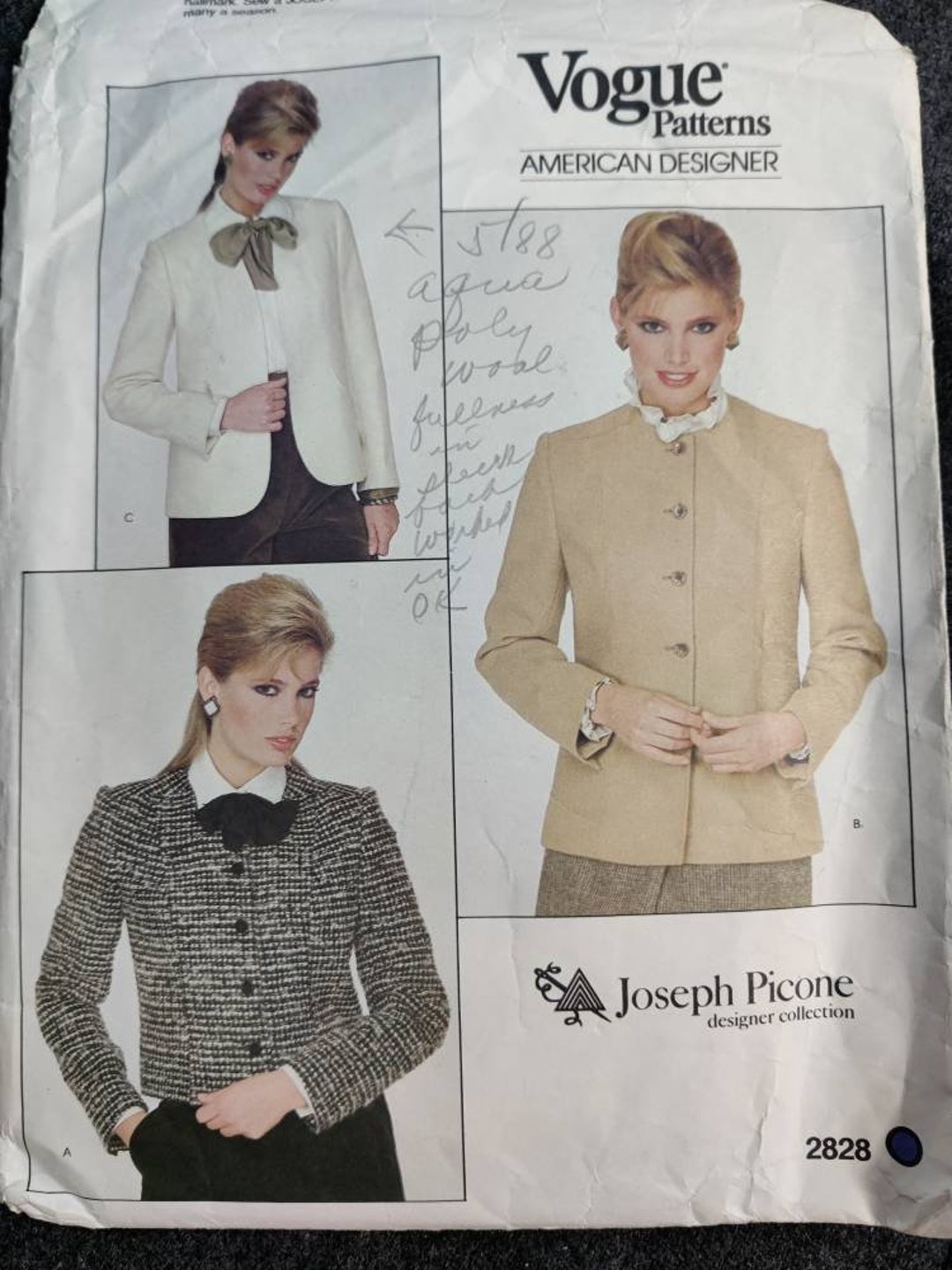 Vogue 2828 Trio of Jackets With Round Neckline by Joseph Picone ...