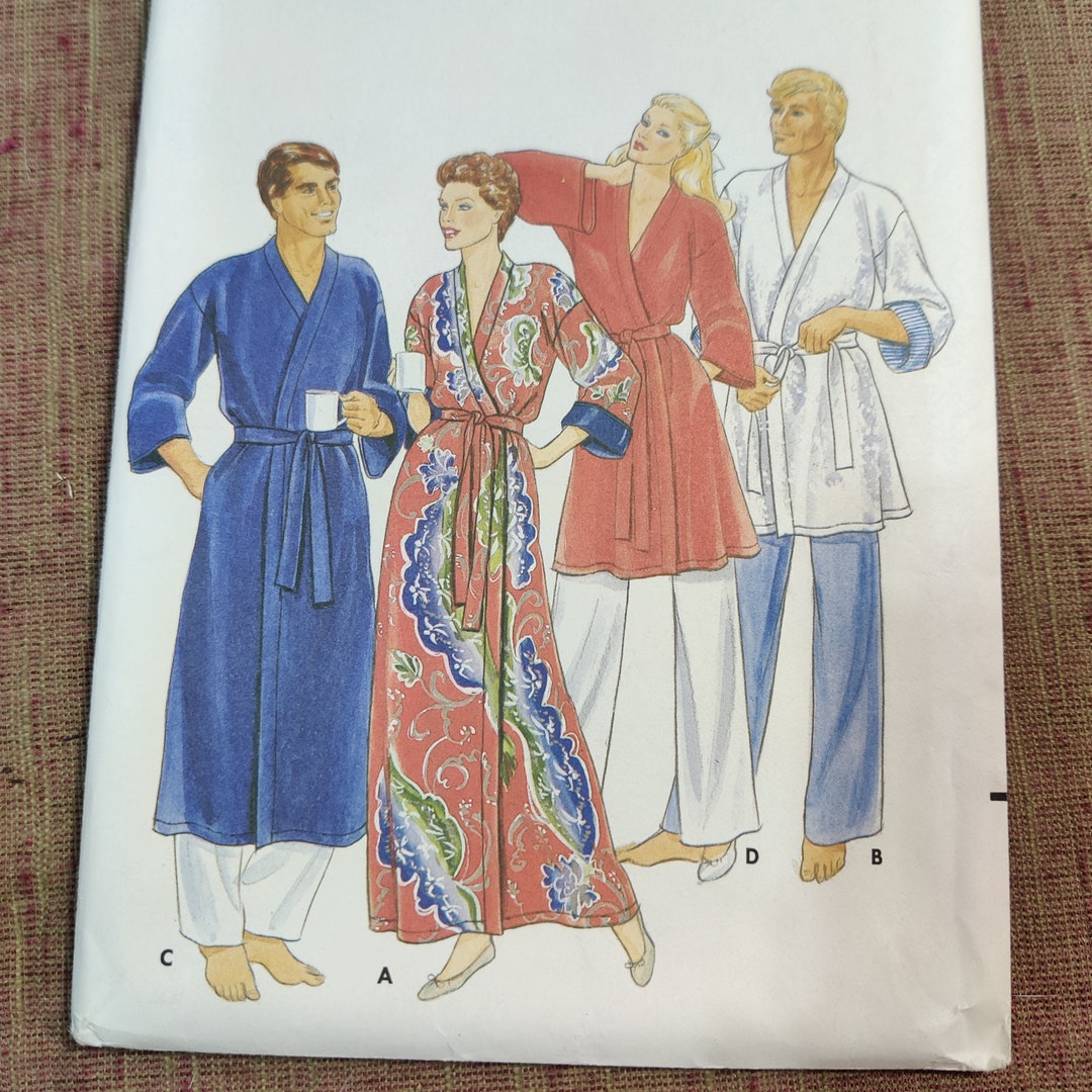 Butterick 4137 Classic Lined Belted Robe Unisex Loungewear Wrap ...