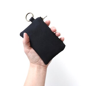 Black Canvas Keychain Wallet, Coin Purse Pouch - Etsy