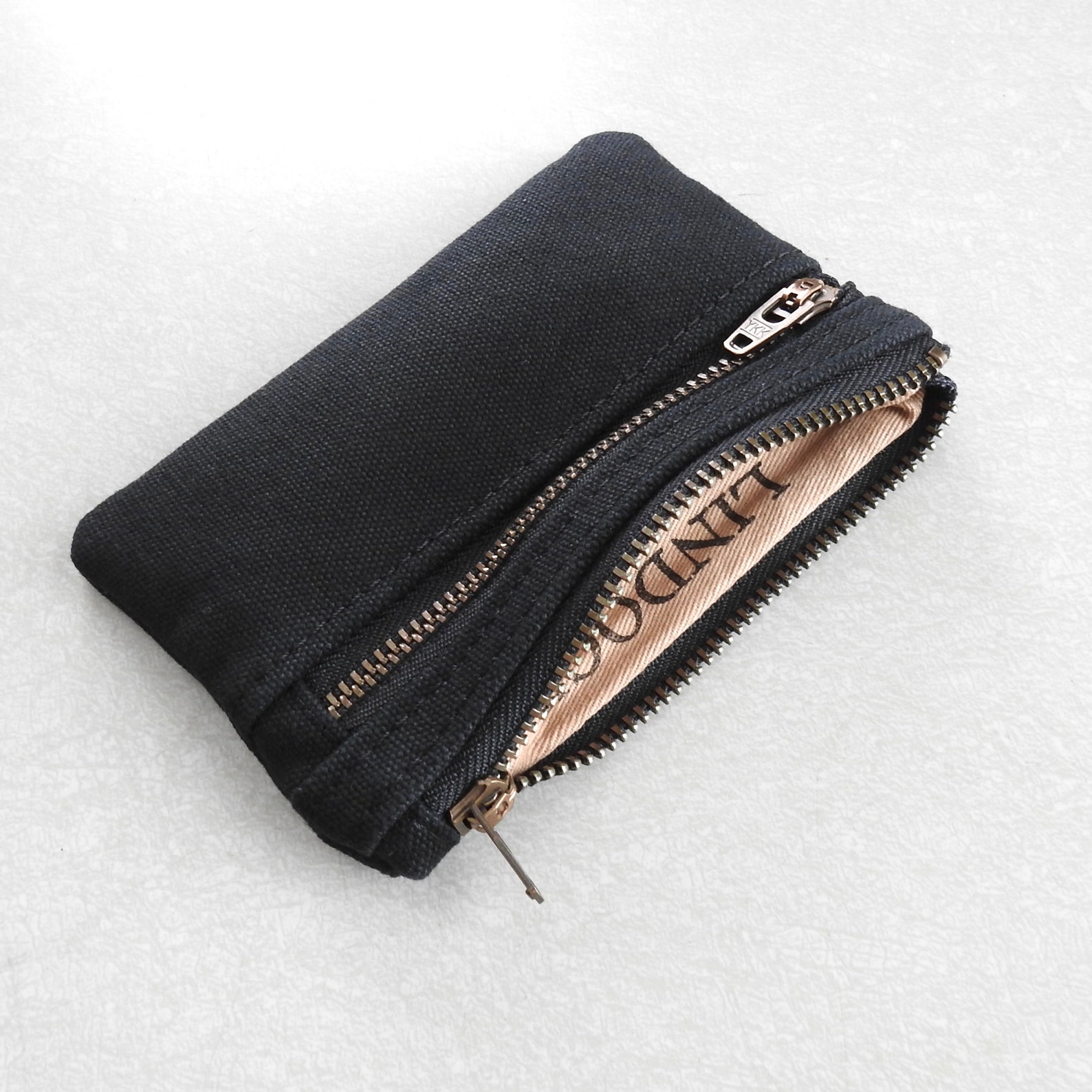 Black Canvas Wallet, Coin Purse, Double Zipper Pouch - Etsy