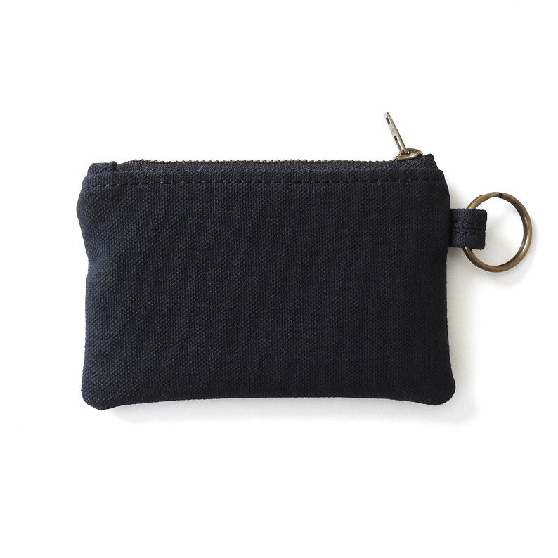 Black Canvas Keychain Wallet, Coin Purse Pouch - Etsy