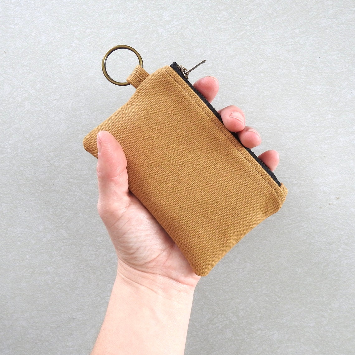 Golden Brown Canvas Keychain Wallet Coin Purse Pouch - Etsy