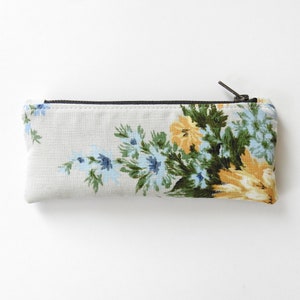 Floral Pencil Case, Blue Yellow Vintage Fabric - Etsy