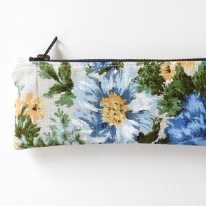 Floral Pencil Case, Blue Yellow Vintage Fabric - Etsy