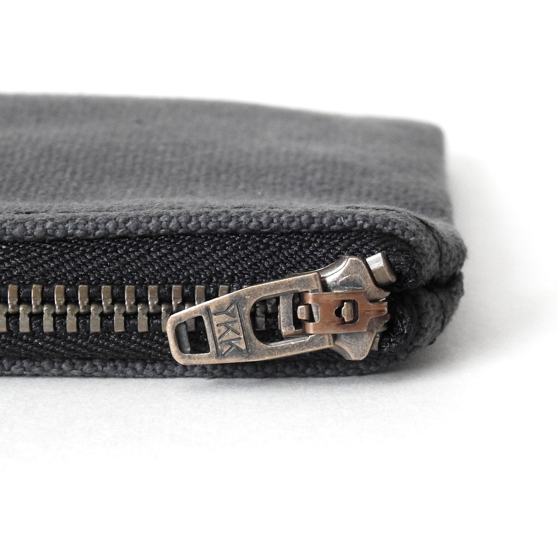 Gray Canvas Wallet Coin Purse Mini Zipper Pouch. Handmade by - Etsy