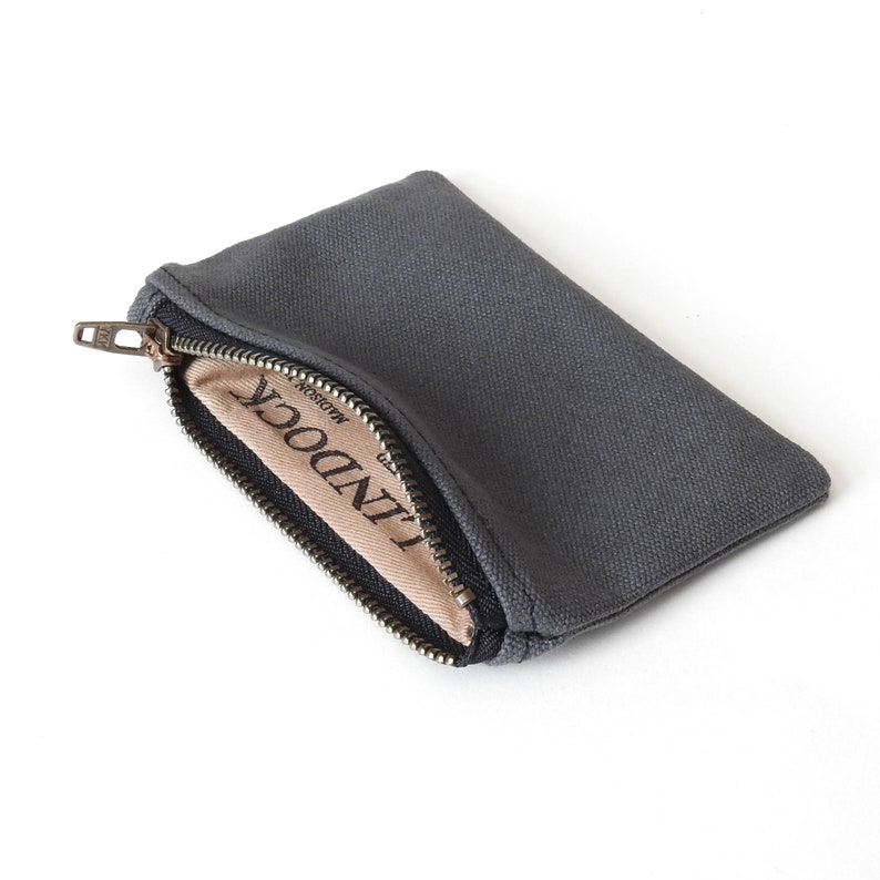 Gray Canvas Wallet Coin Purse Mini Zipper Pouch. Handmade by - Etsy