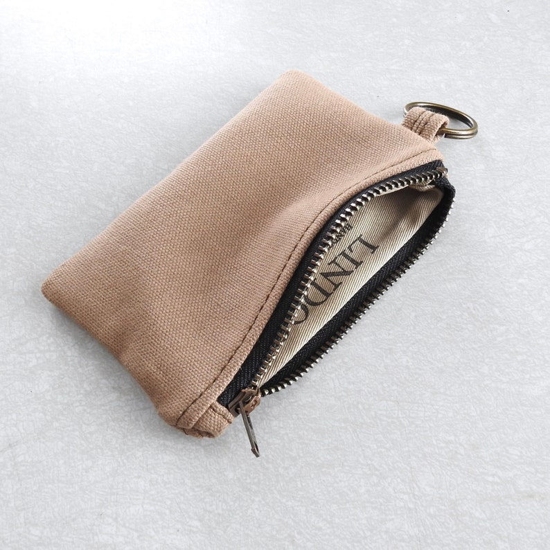 Tan Canvas Keychain Wallet Coin Purse Pouch - Etsy