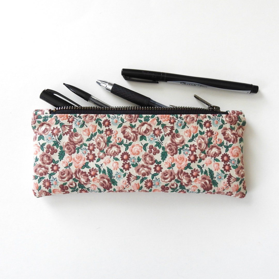 Pink Floral Pencil Case, Zipper Pouch, 1950s Vintage Fabric - Etsy