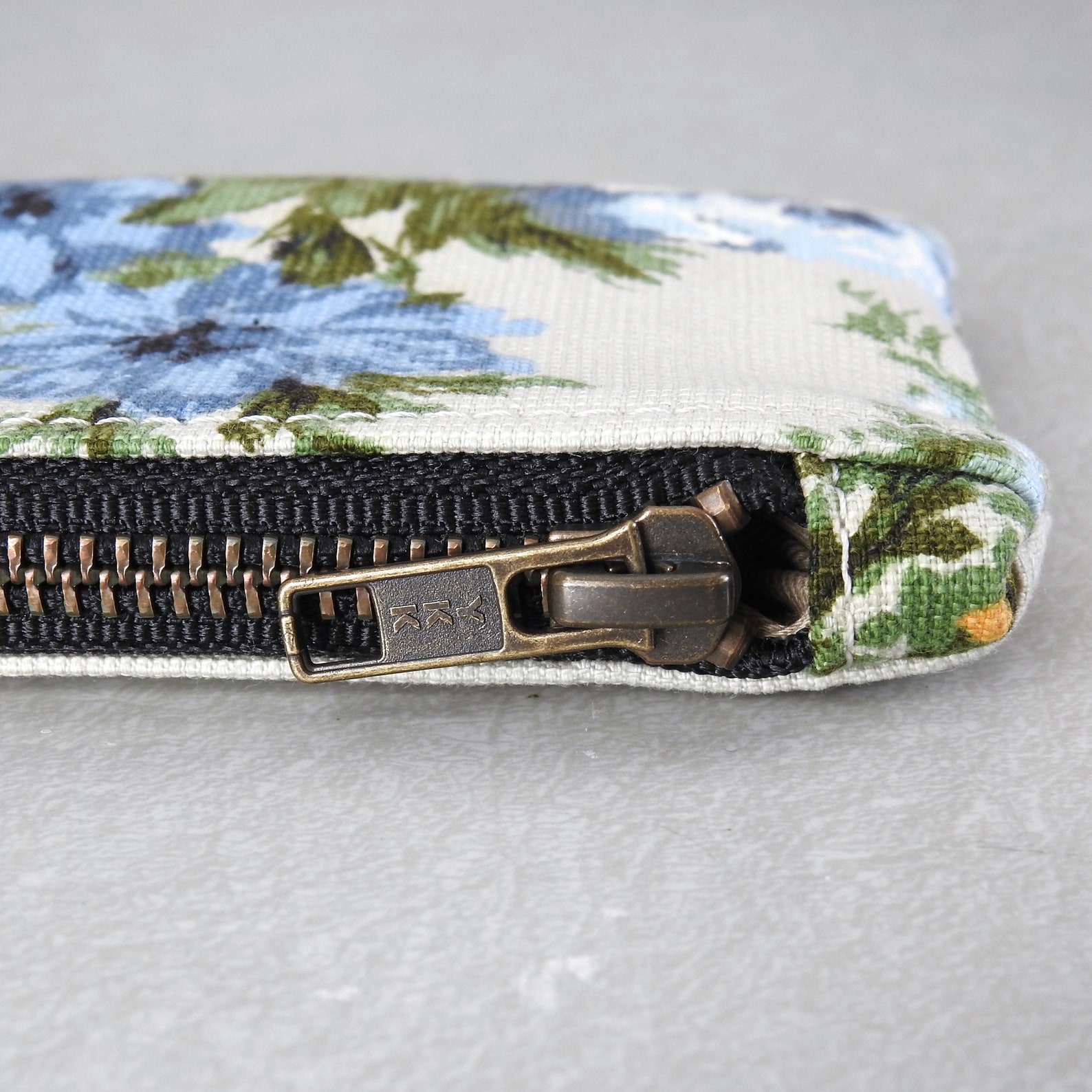 Floral Pencil Case Blue Yellow Vintage Fabric - Etsy