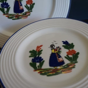 Vintage Varages Faience Peasant Woman Dinner Plates-french Country ...