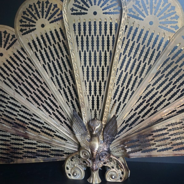 Brass Peacock Fireplace Screen - Etsy