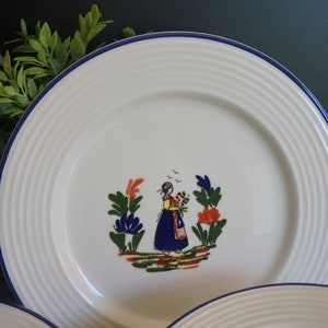 Vintage Varages Faience Peasant Woman Dinner Plates-french Country ...