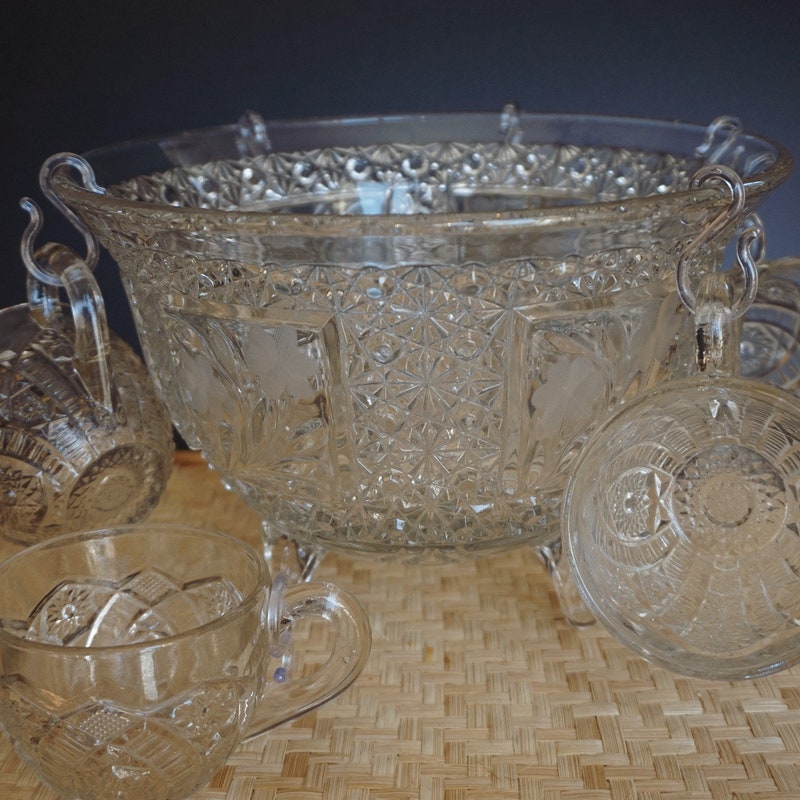 Antique Crystal Punch Bowls - Etsy