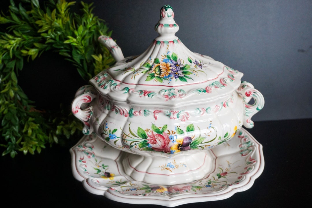 Vintage Italy Soup Tureen With Ladle and Platter-gift for Wedding-gift ...