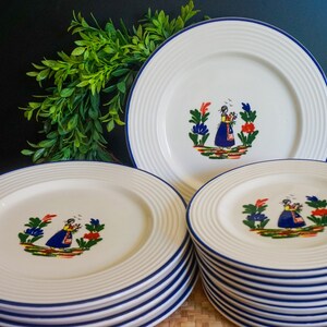 Vintage Varages Faience Peasant Woman Dinner Plates-french Country ...
