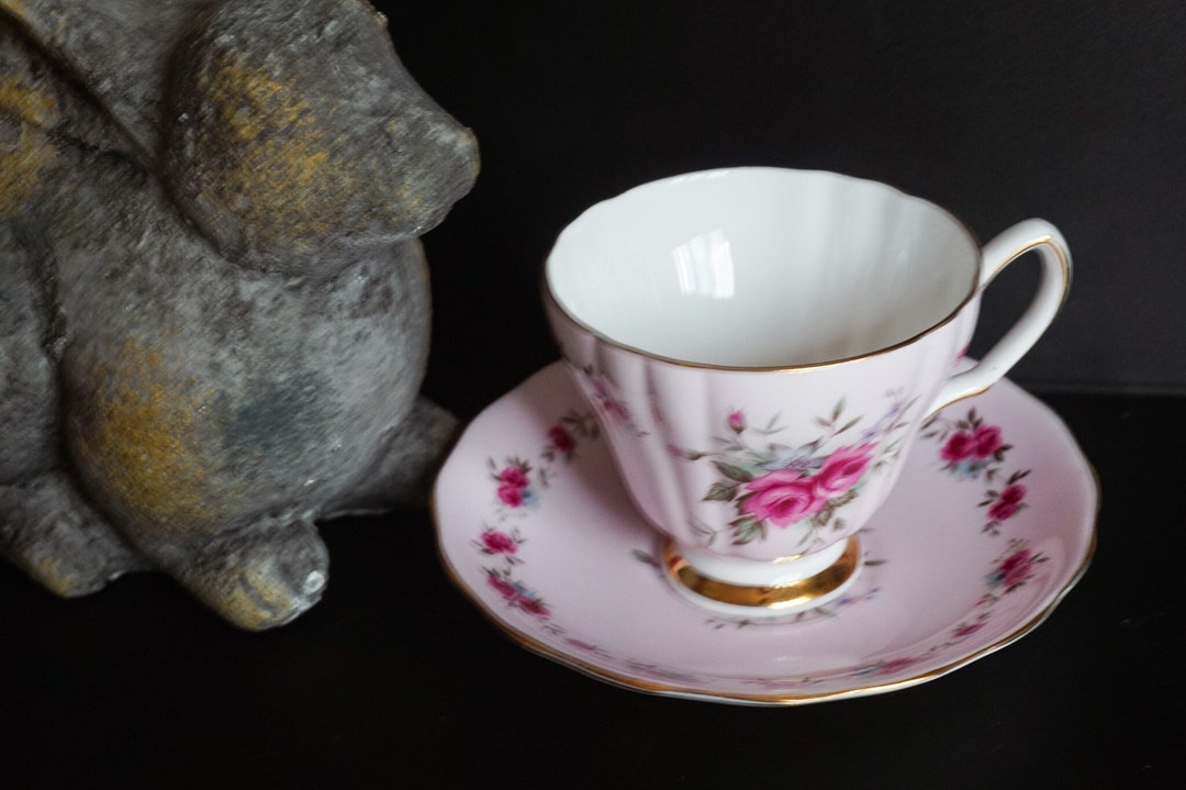 Colclough Pink Rose Teacup Set - Etsy