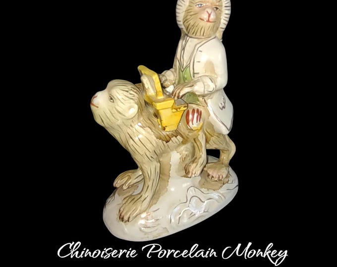 Vintage Chinoiserie Porcelain Monkey Playing Piano - Etsy