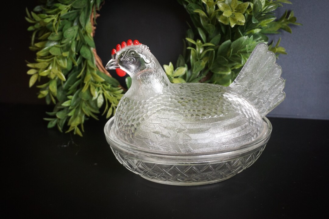 Indiana Glass Clear Glass Hen Candy Dish - Etsy