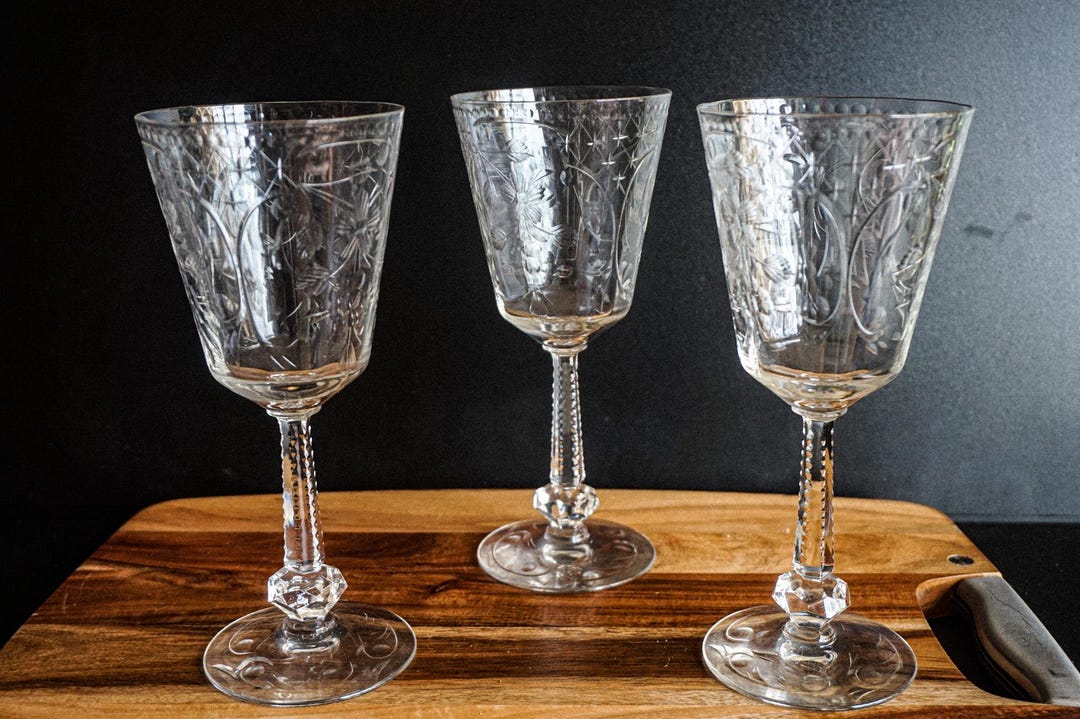 Vintage Libby Rock Sharpe Crystal Stemware Glasses Set of 3 - Etsy